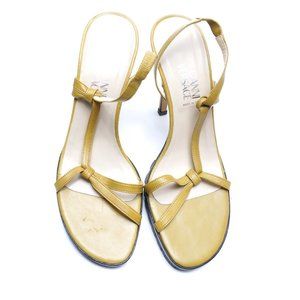 Versace | Shoes | Versace Mustard Color Stiletto Sandals Sz 37 | Poshmark